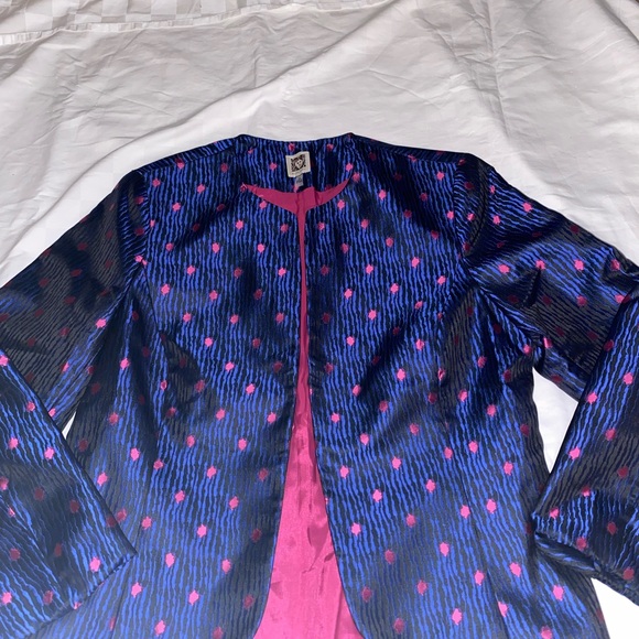 Anne Klein | Jackets & Coats | Anne Klein Blue And Pink Patterned ...